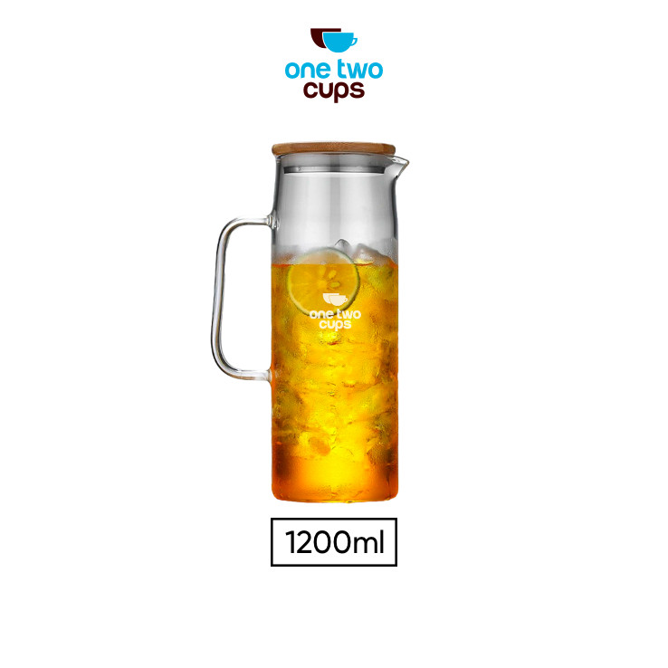 One Two Cups Teko Kaca Teh Pitcher Tahan Panas Api Borosilicate Glass ...