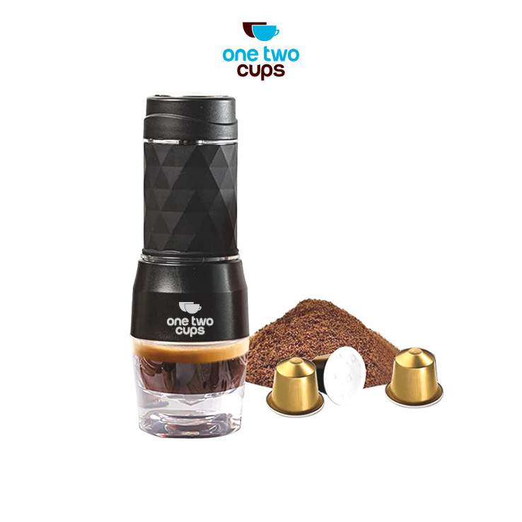 One Two Cups Hand Press Mini Espresso Coffee Maker 3 in 1 20 Bar 120ml ...