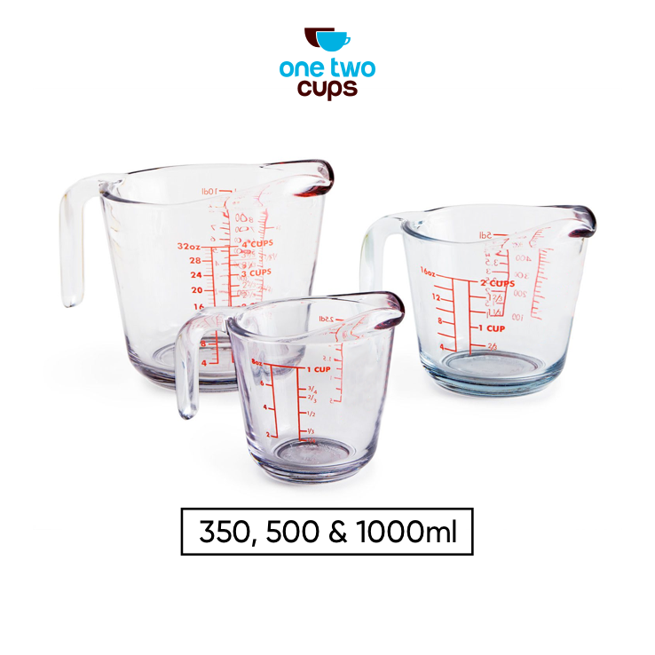 One Two Cups Gelas Ukur Takaran Kaca Microwave Heating Glass ML OZ Cup ...