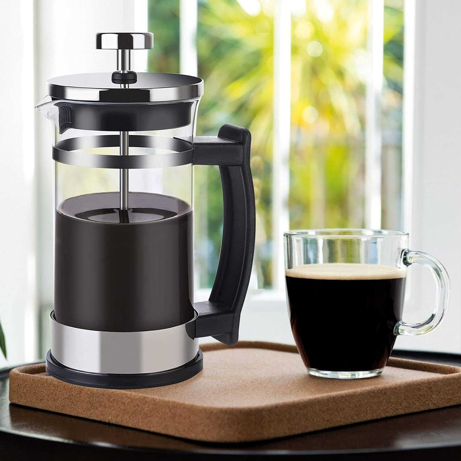 One Two Cups French Press Coffee Maker Pot Plunger Borosilicate - FS25 ...